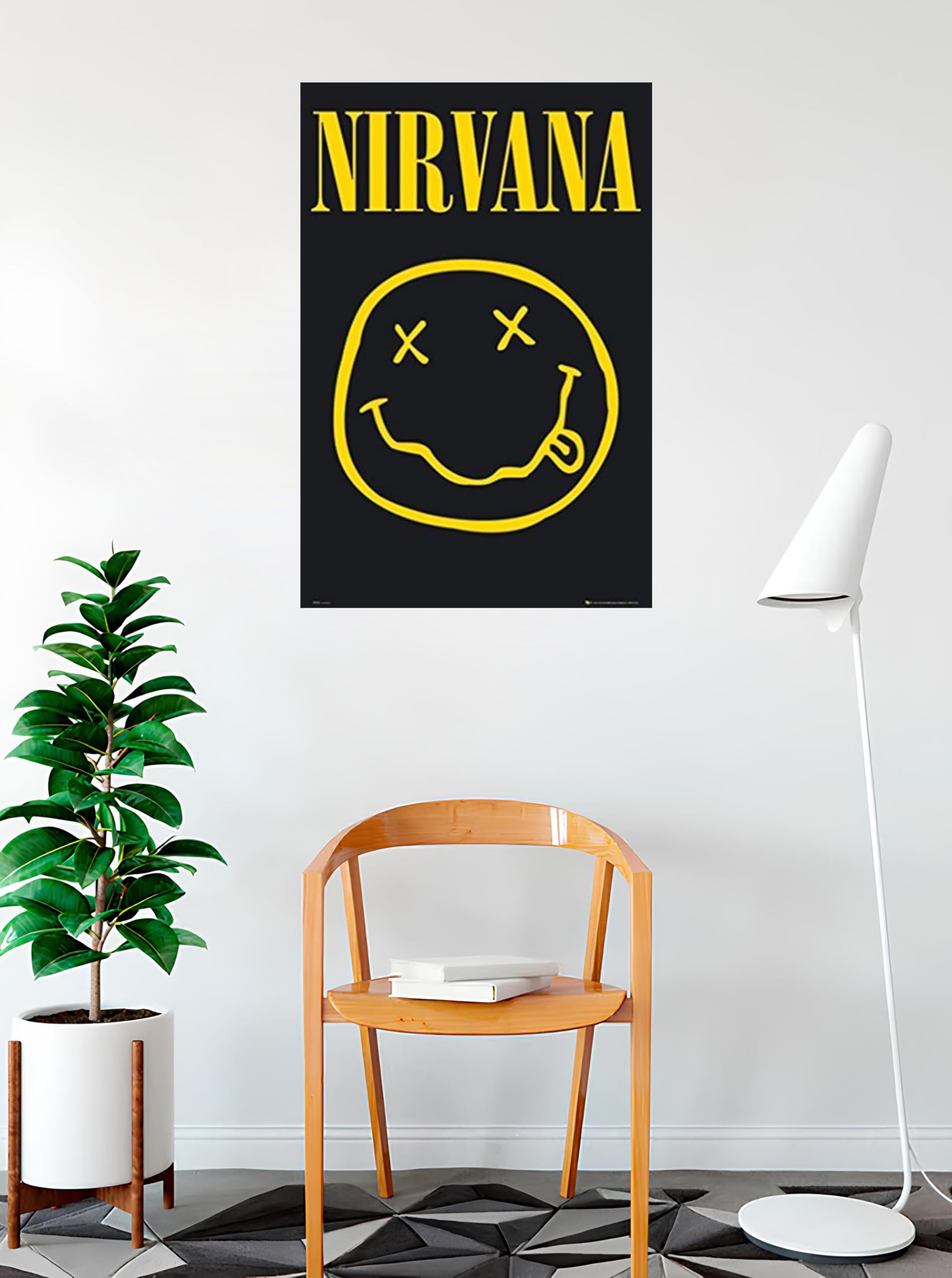 BUY ART FOR LESS Officially Licensed Nirvana - Smiley Face Art Poster - 36 x 24 Inch - Decorative Print - Poster Paper - Ready to Frame