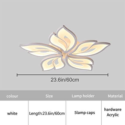 Garwarm Modern Ceiling Light,23.6” Dimmable LED Chandelier Flush Mount Ceiling Lights,Remote Control Acrylic Leaf Ceiling Lamp Fixture for Living Room Dining Room Bedroom 60W