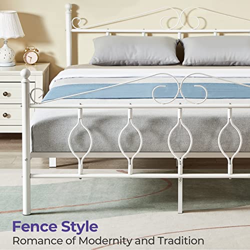 GreenForest Full Size Bed Frame with Headboard Heavy Duty Metal Platform Bed Frame with Underbed Storage No Box Spring Needed Mattress Foundation, White