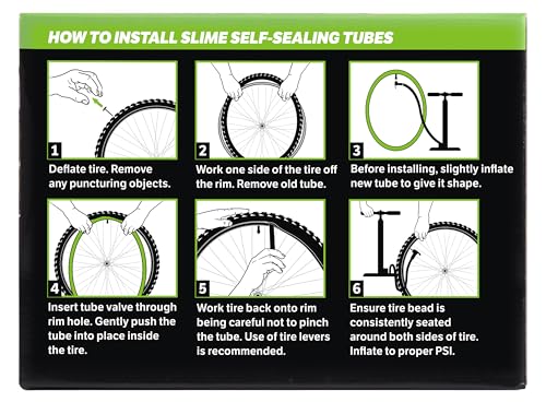 Slime 30074 Bike Inner Tubes with Slime Puncture Sealant, Extra Strong, Self Sealing, Prevent and Repair, Schrader Valve, 26"x1.75-2.125", Value 2-Pack