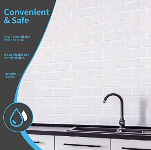 Art3d 10-Sheet Peel and Stick Tile Backsplash - 12"x12" Premium Kitchen Backsplash Peel and Stick Tile, White