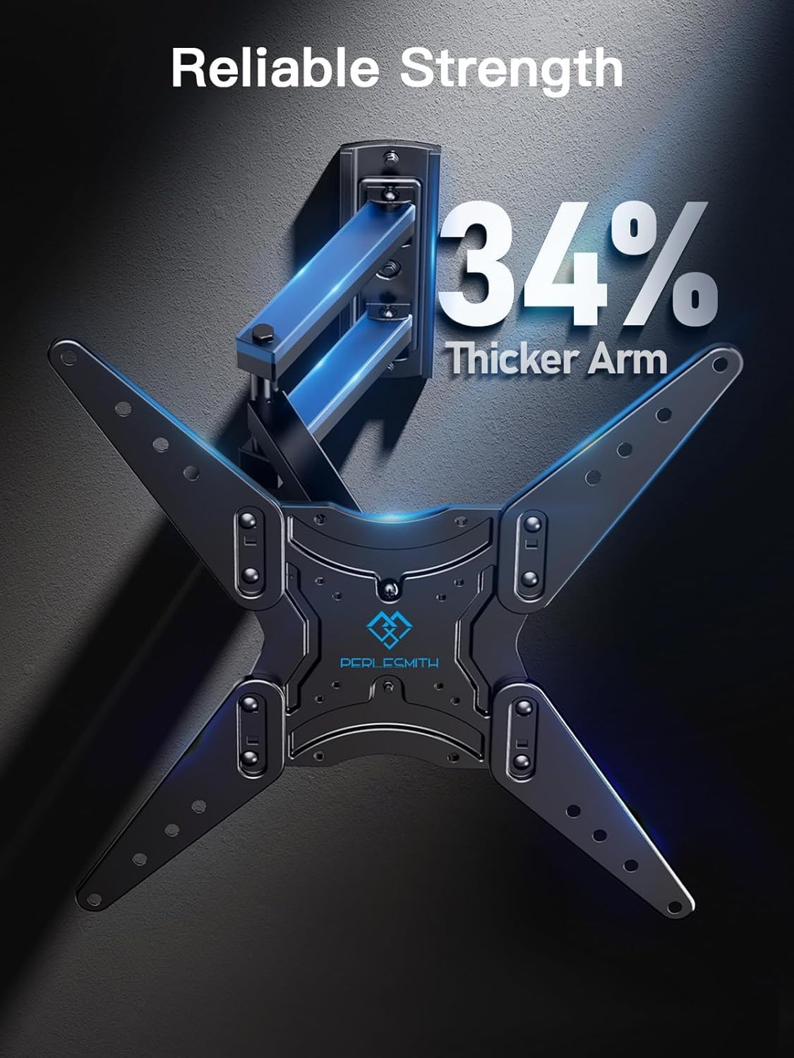 PERLESMITH Full Motion TV Wall Mount for 26-55 Inch TVs with Articulating Arms Swivels Tilt Extension - Wall Mount TV Brackets VESA 400x400 Fits LED LCD OLED 4K TVs Up to 70 lbs