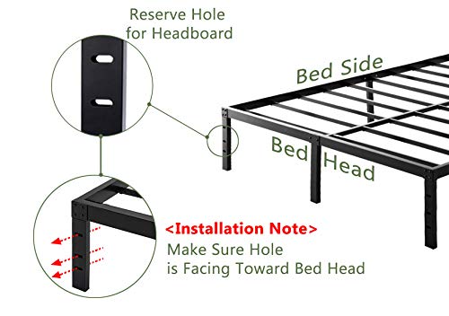 45MinST 18 Inch Platform Bed Frame/Easy Assembly Mattress Foundation / 3000lbs Heavy Duty Steel Slat/Noise Free/No Box Spring Needed,King