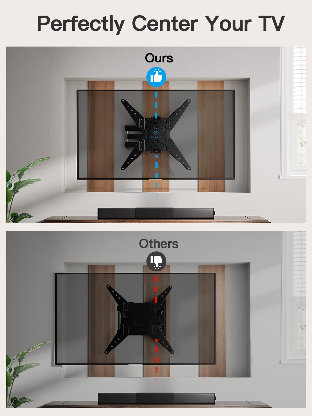 PERLESMITH Full Motion TV Wall Mount for 26-55 Inch TVs with Articulating Arms Swivels Tilt Extension - Wall Mount TV Brackets VESA 400x400 Fits LED LCD OLED 4K TVs Up to 70 lbs