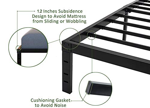 45MinST 18 Inch Platform Bed Frame/Easy Assembly Mattress Foundation / 3000lbs Heavy Duty Steel Slat/Noise Free/No Box Spring Needed,King