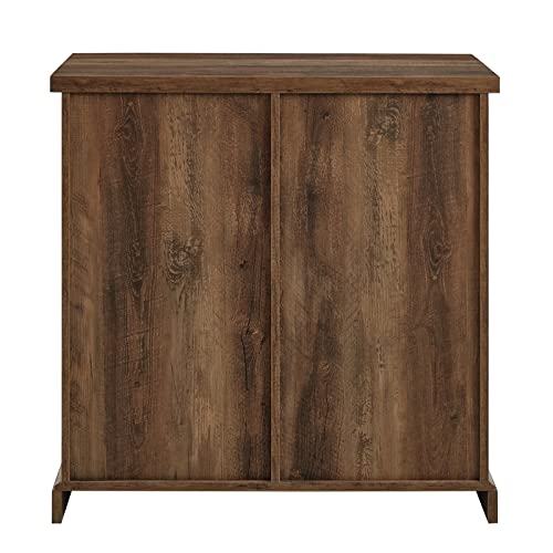 Walker Edison Carson Modern Farmhouse Sliding Slat Door Storage Cabinet, 32 Inch, Rustic Oak