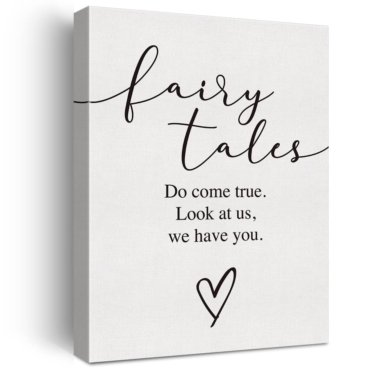 OEWD Nursery Fairy Tales Do Come True Canvas Wall Art Poster Print, Baby Girl Painting Ready to Hang Newborn Baby Kids Nursery Room Playroom Decor Gift (11.5" x 15")
