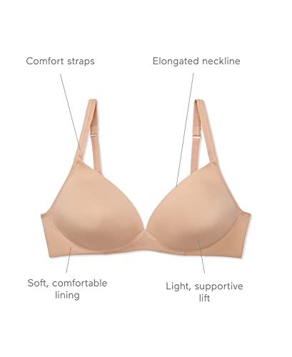 Warner's Women's Elements of Bliss Support and Comfort Wireless Lift T-Shirt Bra 1298, Canal Blue Petals, 36A