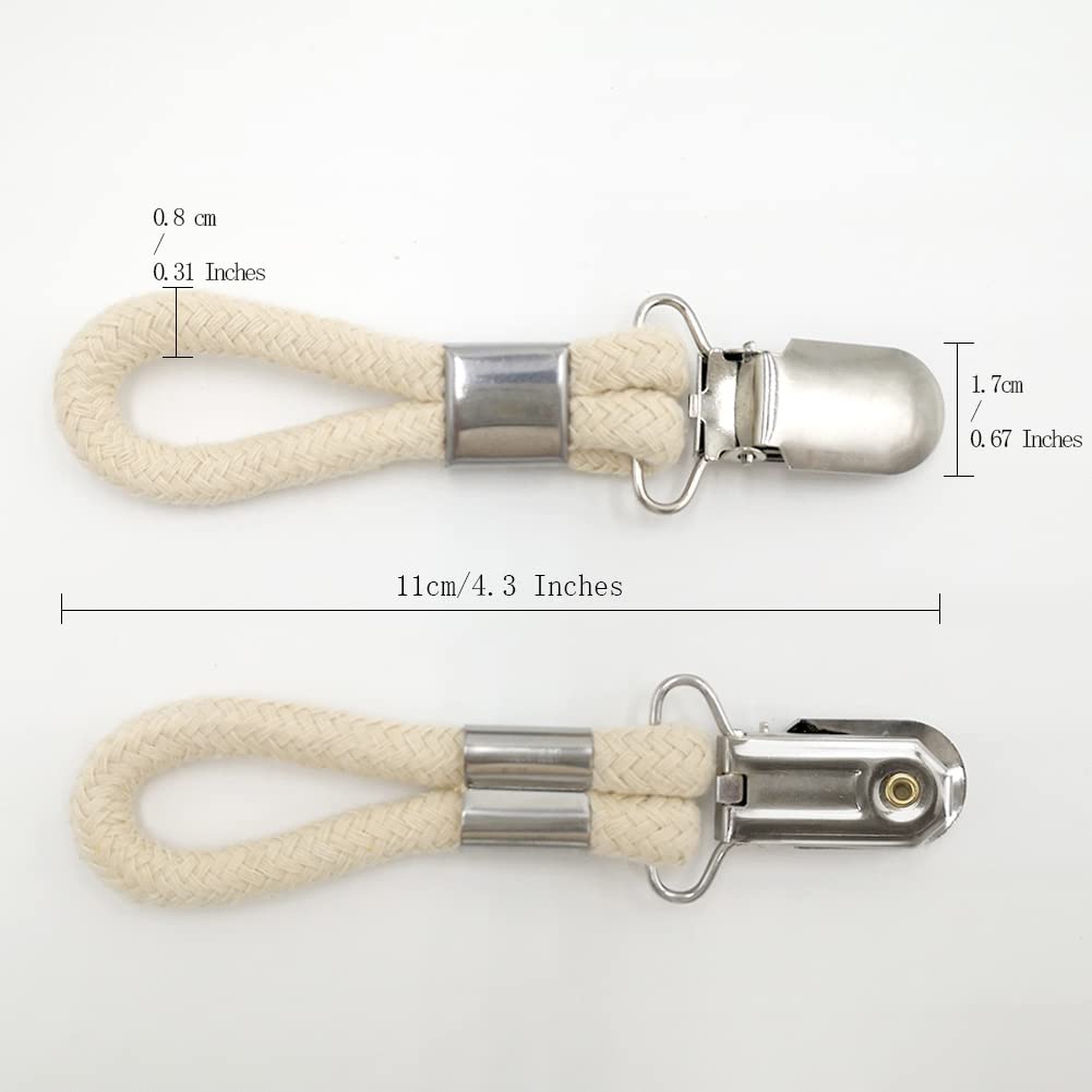 Kirmoo Tea Towel Clips for Hanging with Loop Cotton Metal Cloth Hook Clip Hangers for Home Storage Kitchen Towel Hooks Holder Beige-Set of 4 (4)