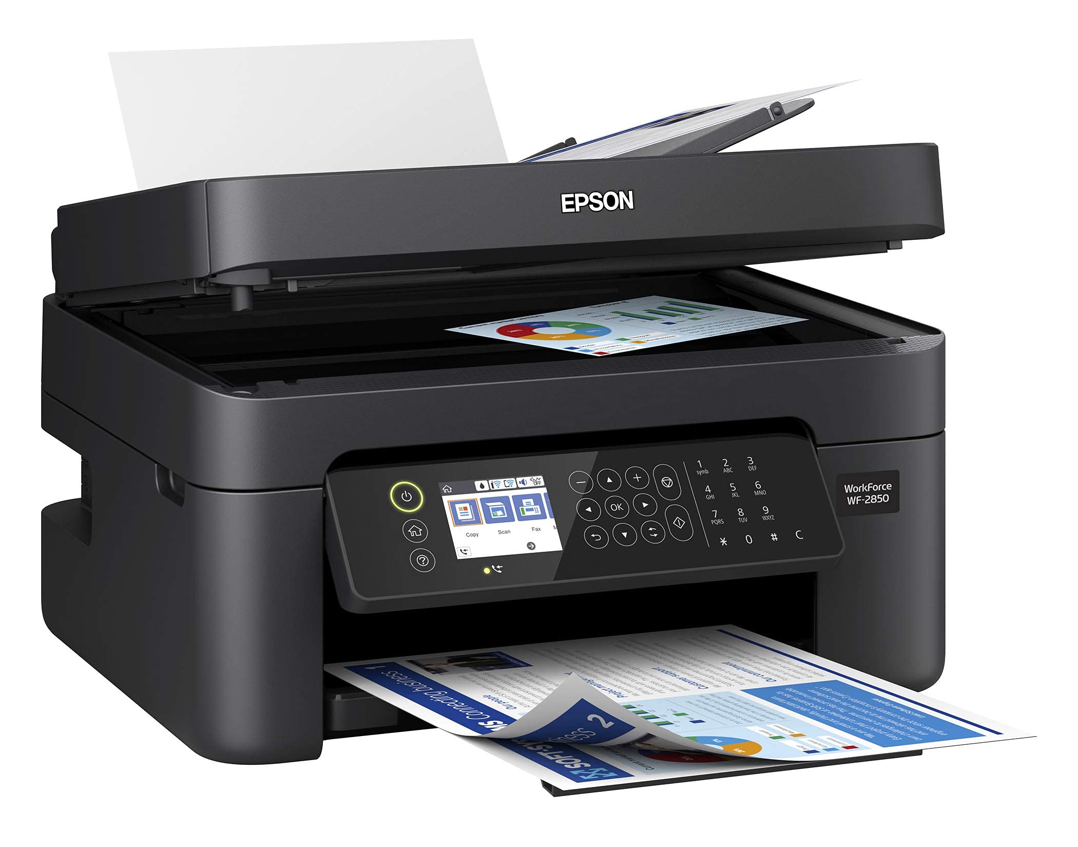 Epson Premium Workforce WF 28 Series All-in-One Color Inkjet Printer I Print Copy Scan Fax I Wireless I Mobile Printing I Auto 2-Sided Printing I 2.4" LCD I Up to 30-Sheet ADF (Renewed)