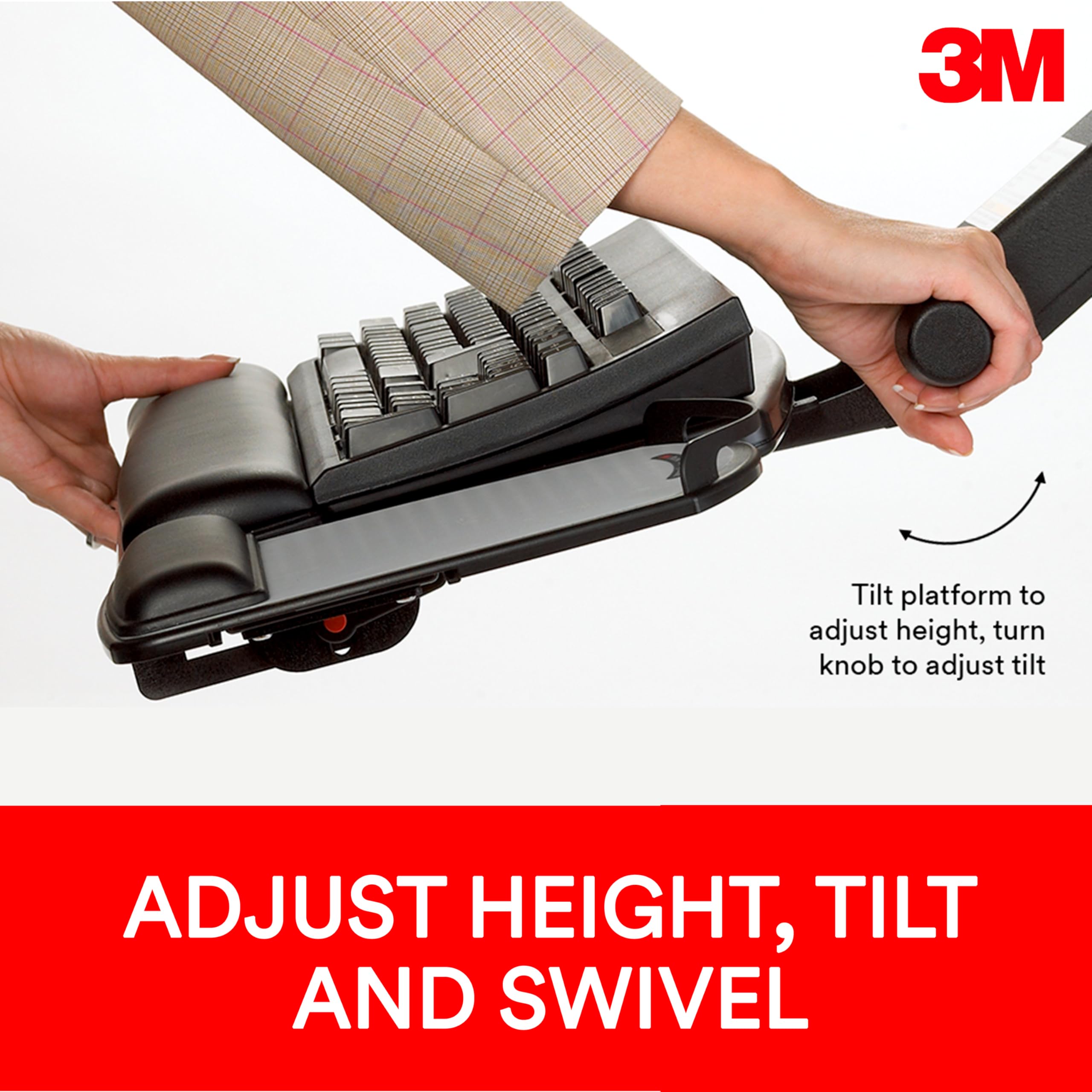 3M Keyboard Tray, Just Lift To Adjust Height And Tilt, Sturdy Tray Includes Gel Wrist Rest And Precise Mouse Pad, Swivels Side To Side And Stores Under Desk, 23" Track, Black (AKT90LE)