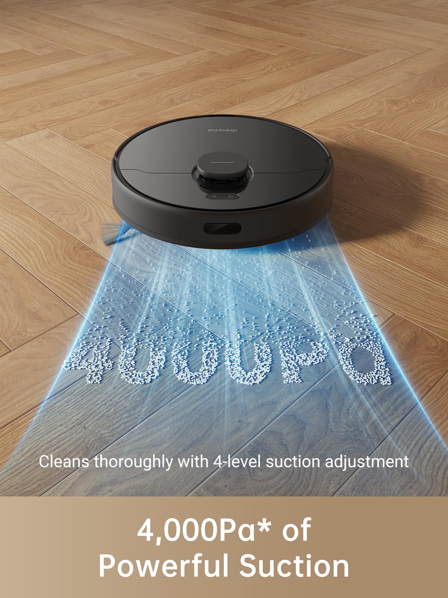 dreame D9 Max Robot Vacuum and Mop Combo, LiDAR Navigation, 4000Pa Strong Suction Power, 180mins Runtime, 2-in-1 Sweep and Mop, Compatible with Alexa