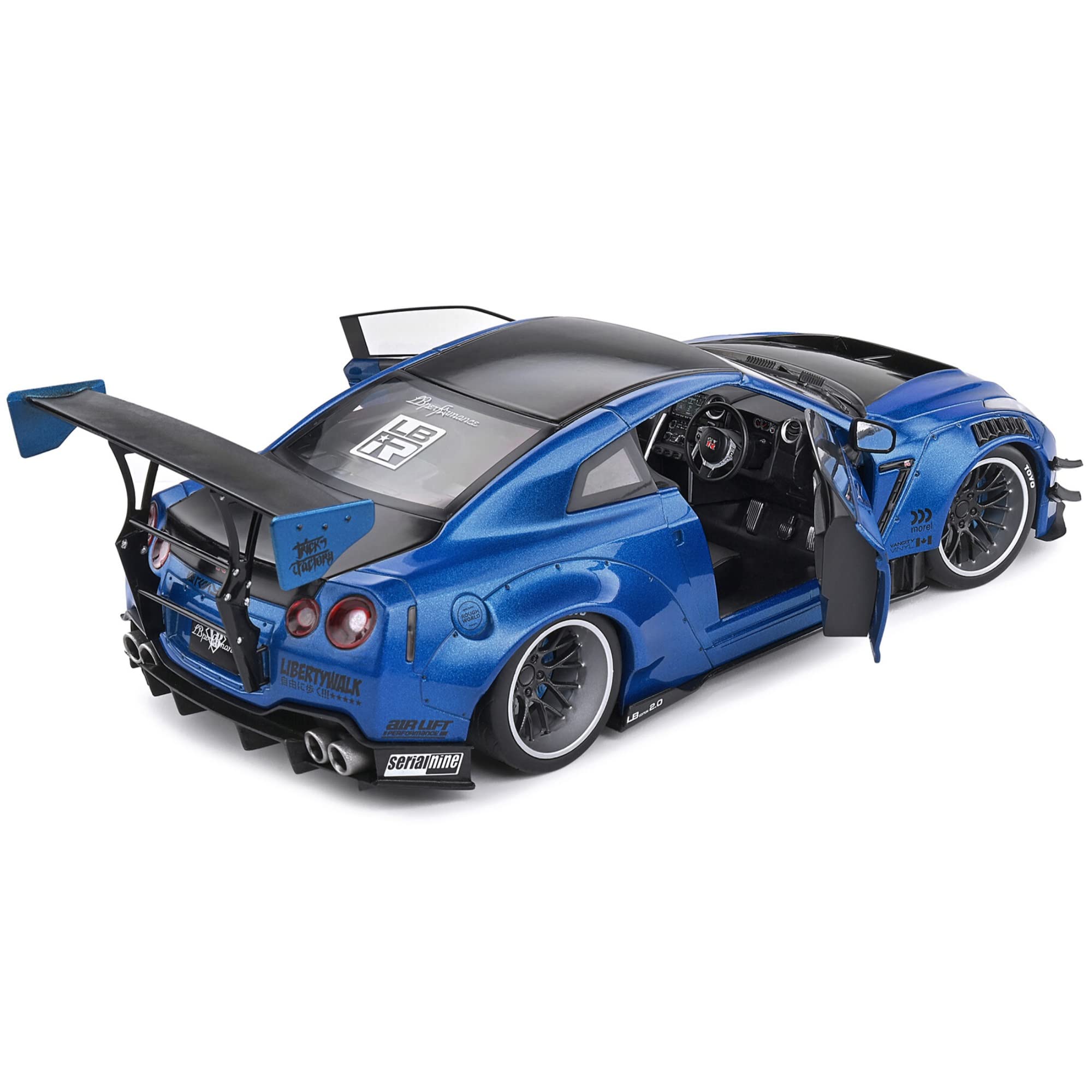 Solido S1805801 1:18 2020 Nissan GT-R (R35) with Liberty Walk Body Kit 2.0-Metallic Blue Collectible Miniature car