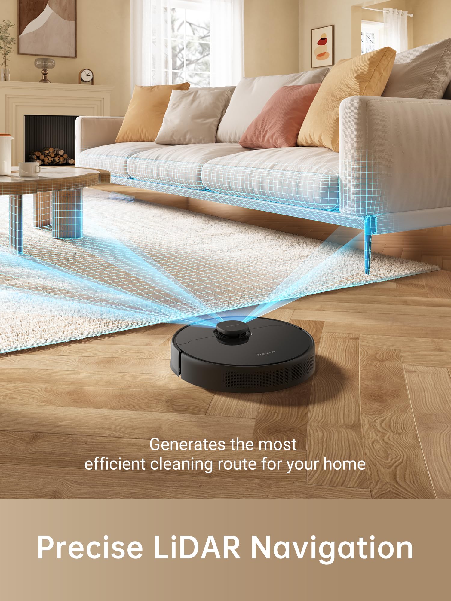 dreame D9 Max Robot Vacuum and Mop Combo, LiDAR Navigation, 4000Pa Strong Suction Power, 180mins Runtime, 2-in-1 Sweep and Mop, Compatible with Alexa