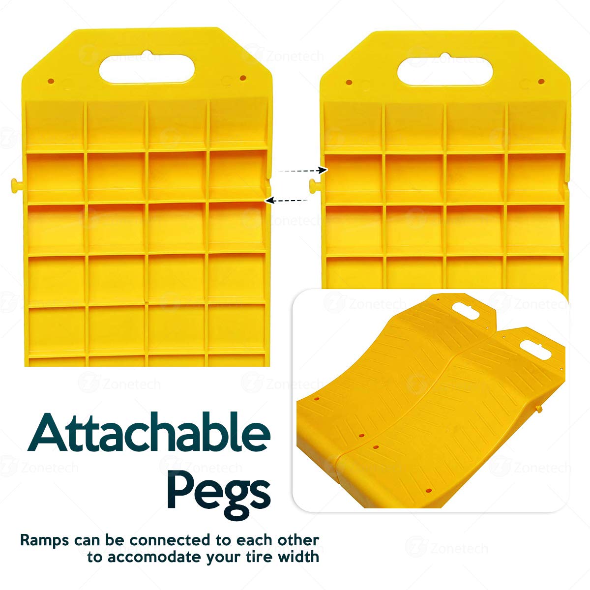 ZONETECH Tire Saver Ramps Premium Quality Portable Highly Visible Yellow Tire Cradle Vehicle Travel Ramps for Storage-Flat Spot and Flat Tire Prevention (4-Pack)