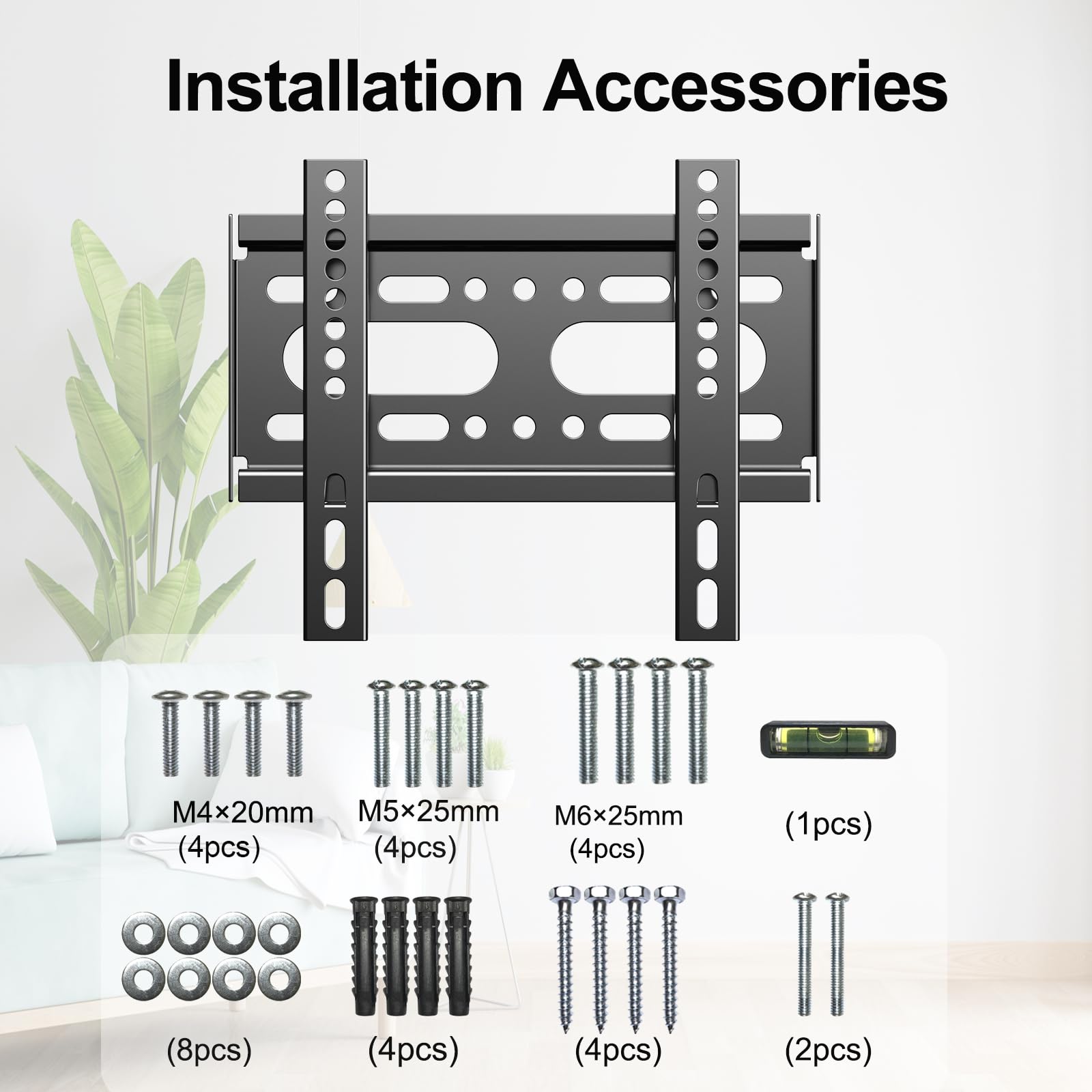 GLWIXY Fixed TV Wall Mount for 14-42" Flat Screen TVs, Small Wall Mount TV Bracket fit 19 24 28 32 35 39 40 inch, VESA Up to 200x200mm 55lbs Max Load, Easy Install Low Profile Monitor Mount Bracket