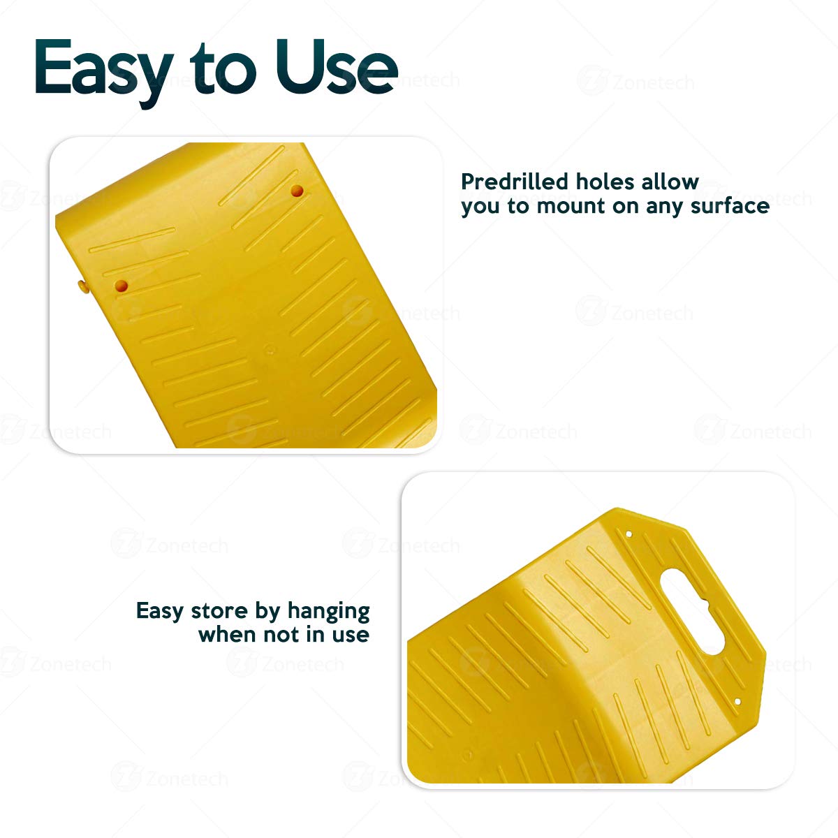 ZONETECH Tire Saver Ramps Premium Quality Portable Highly Visible Yellow Tire Cradle Vehicle Travel Ramps for Storage-Flat Spot and Flat Tire Prevention (4-Pack)