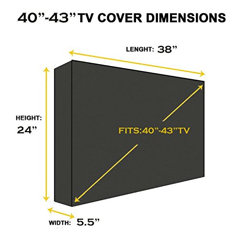 BroilPro Accessories Outdoor TV Cover, Waterproof Universal Protector for 40"-43'' LCD, LED, Compatible with Standard Mounts and Stands, Built in Remote Controller Storage Pocket, Black