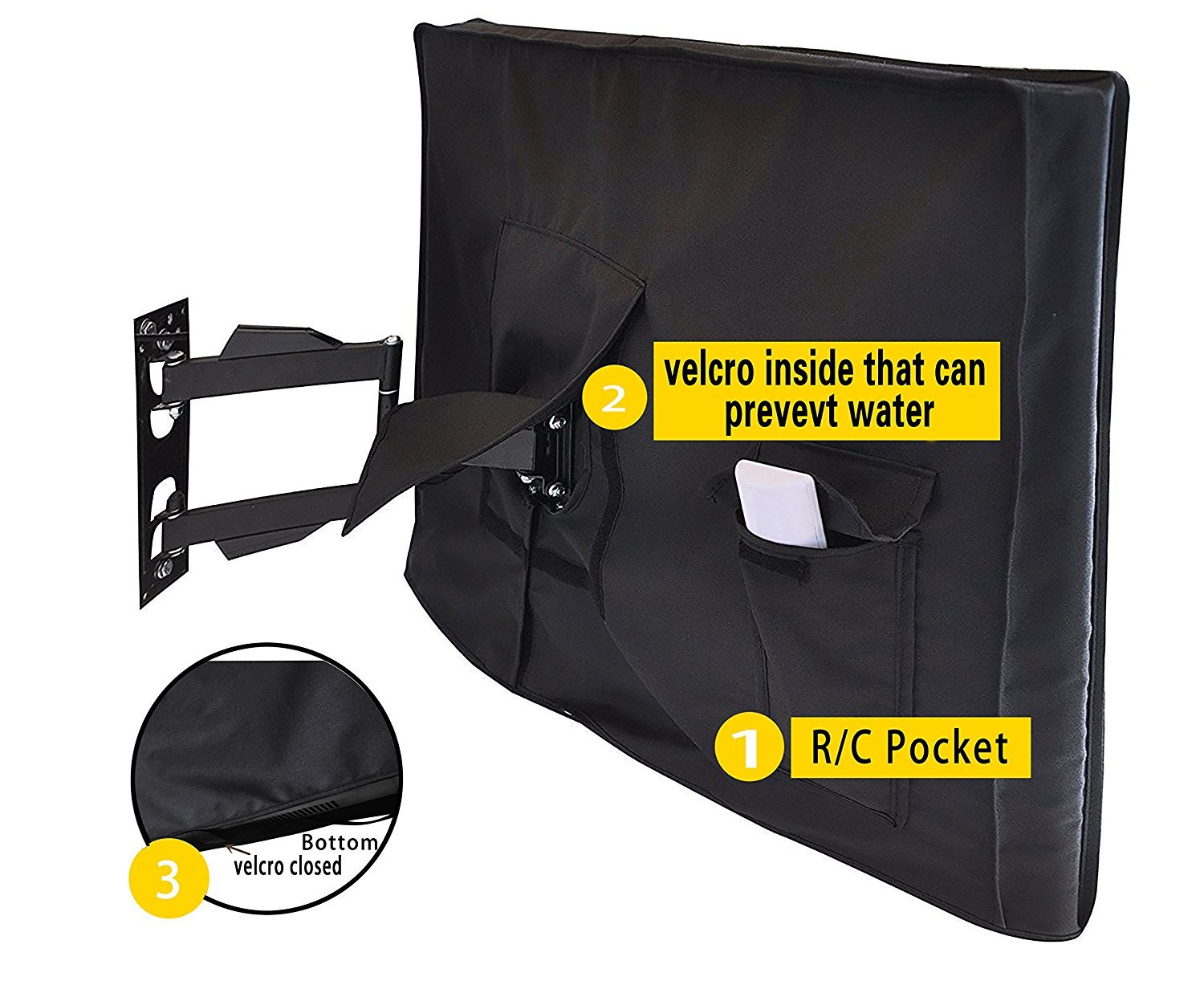 BroilPro Accessories Outdoor TV Cover, Waterproof Universal Protector for 40"-43'' LCD, LED, Compatible with Standard Mounts and Stands, Built in Remote Controller Storage Pocket, Black