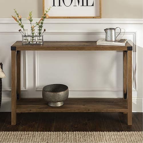 Walker Edison Sedalia Modern Farmhouse Metal X Entry Table, 46 Inch, Rustic Oak