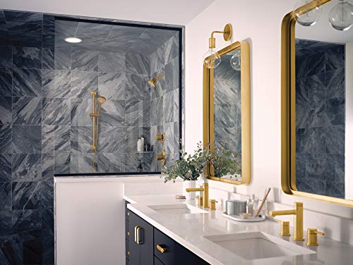 Moen Align Brushed Gold Pressure Balancing Modern Shower Trim Kit with Showerhead and Shower Lever Handle (Posi-Temp Valve Required), T2192BG