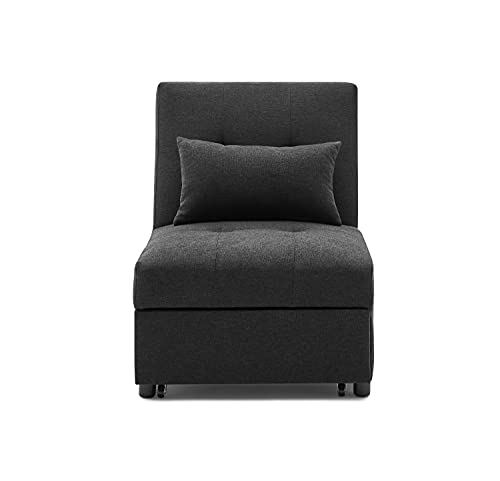 Antetek Sleeper Chair Bed, Convertible Chair 4 in 1 Multi-Function Folding Ottoman Sofa Bed Pull Out Sleeper Chair Beds, Adjustable Backrest, Single Bed Chair for Small Space, Black(44β x 26β x 33βH)