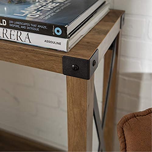 Walker Edison Sedalia Modern Farmhouse Metal X Entry Table, 46 Inch, Rustic Oak