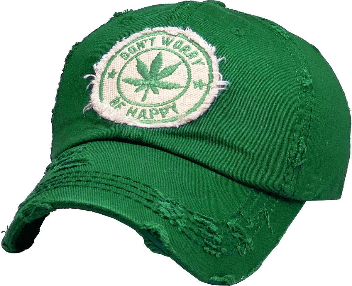 KBVT-1062 KGN Marijuana Leaf MJ Mary Jane Smoking Happy Collection Dad Hat Baseball Cap Polo Style Adjustable Unisex