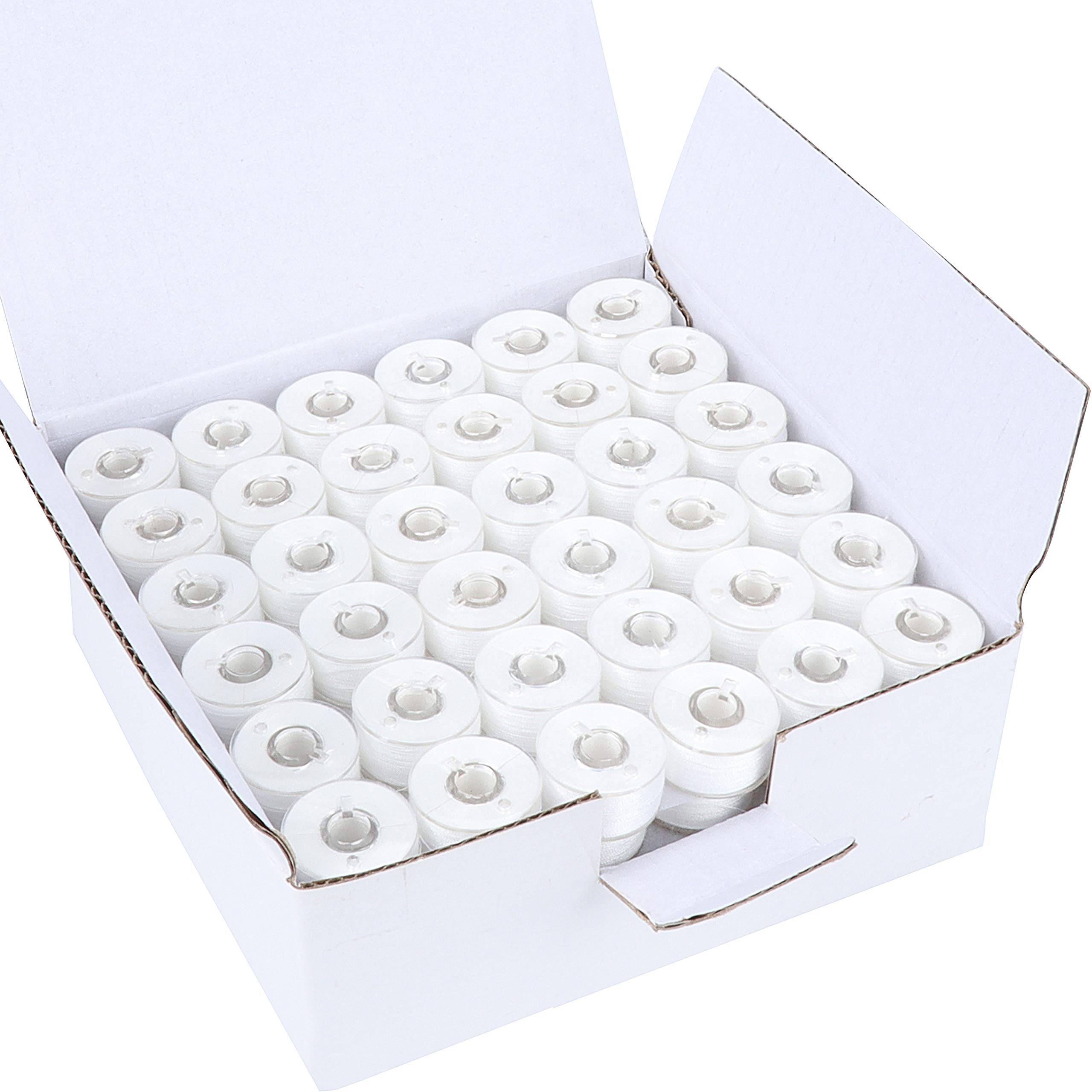 New brothread 144pcs White 60S/2(90WT) Prewound Bobbin Thread Plastic Size A SA156 for Embroidery and Sewing Machine Cottonized Soft Feel Polyester Thread Sewing Thread