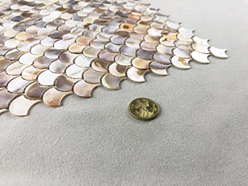 NC Mother of Pearl Tile Light Colorful Fan Scale Shell Mosaic Tile for Kitchen Backsplashes Bathroom Tiles