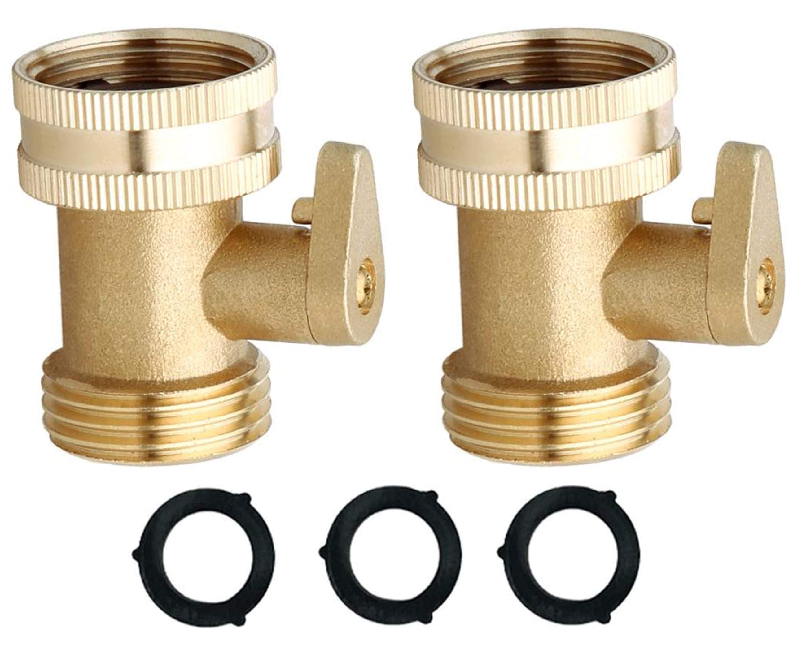 Heavy Duty Brass Garden Hose Shut Off Valve [2 Pack] | Garden Hose Connector | Garden Hose Valve | Water Hose Shutoff Valve Hose On/Off Valve Garden Hose Connector | Extra Pressure Washers
