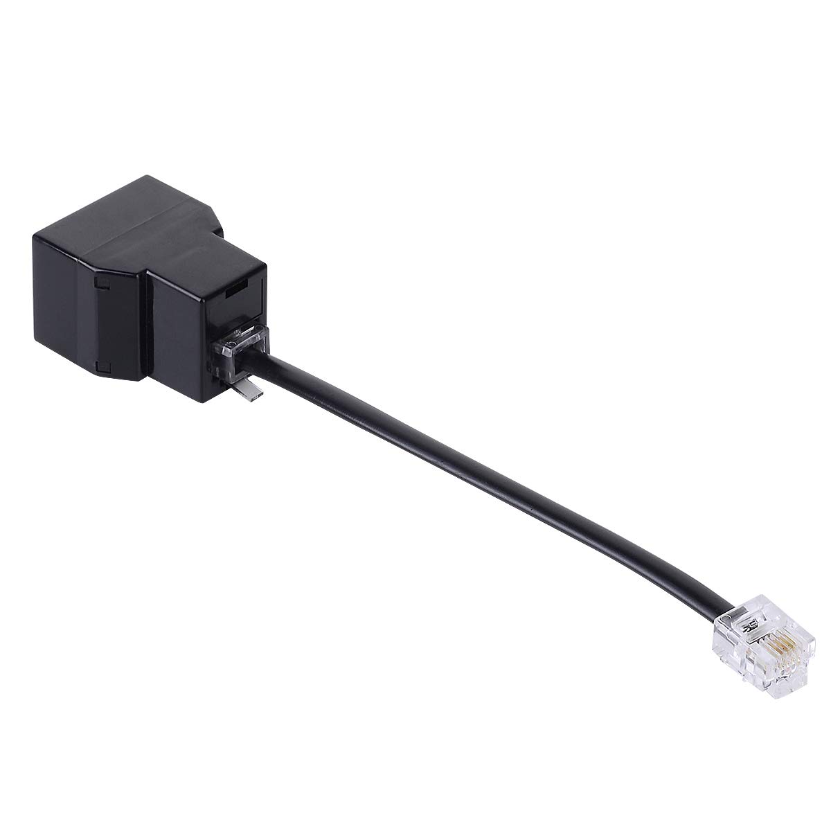 Phone Line Splitter,SHONCO Telephone Splitter, Phone Adapter Cable, with RJ11 6P4C Plugs, Suitable for Telephone, Fax Machine, 2 Pack Black