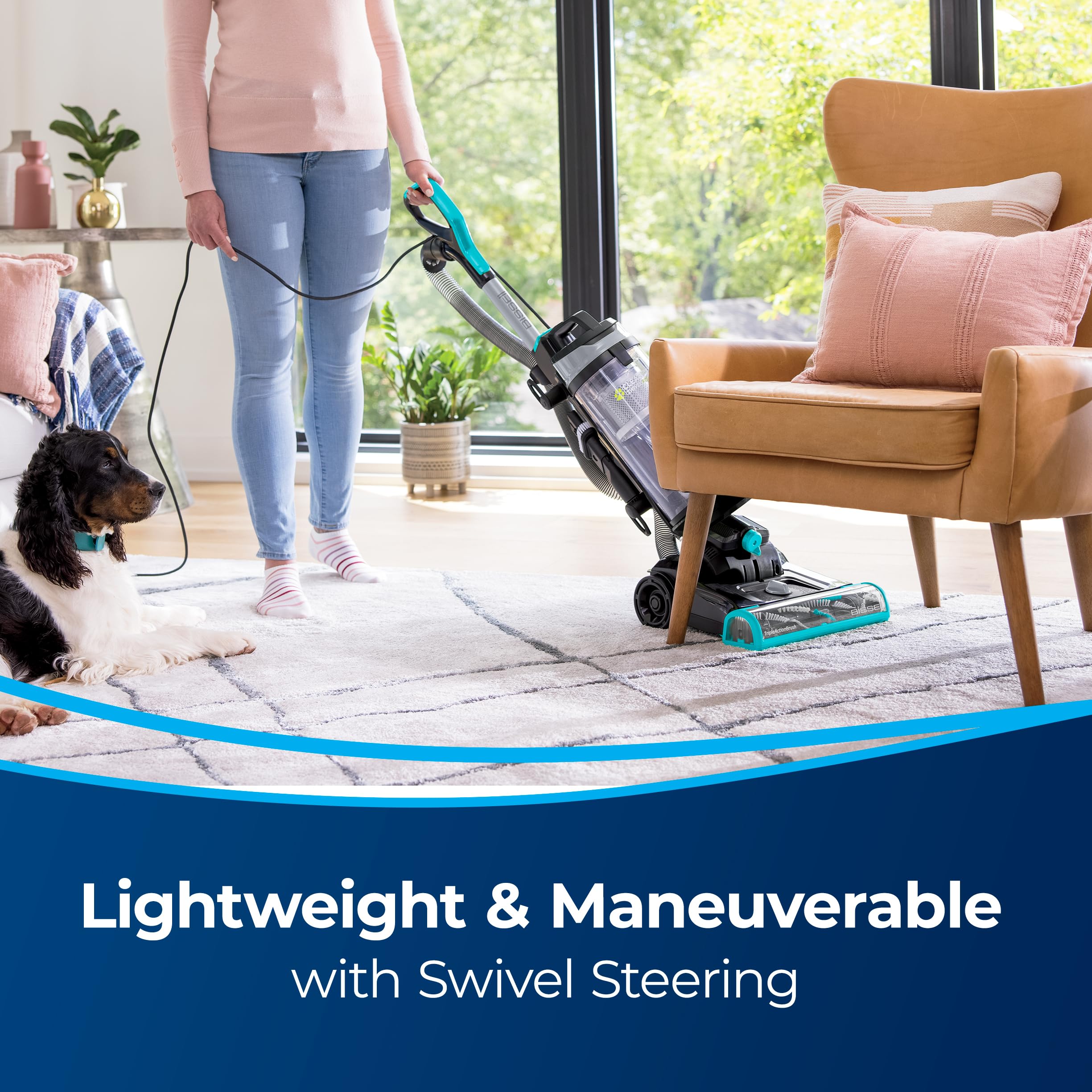 Bissell CleanView Swivel Pet Reach Vacuum Cleaner, Full-Size, Silver,Electric Green