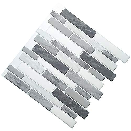 Art3d 10-Sheet Self Adhesive Backsplash, 12 in. x 12in. Grey Marble Design 3D Wall Panels (A17012P10)