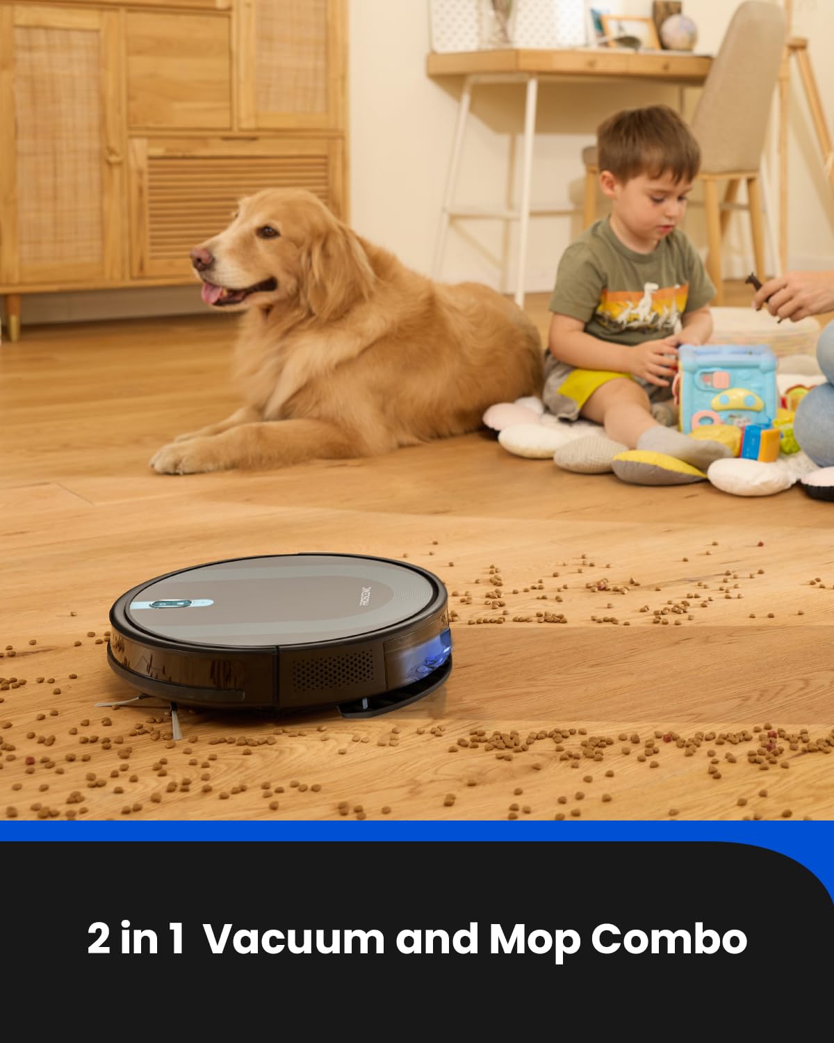 Proscenic 850T Robot Vacuum and Mop Combo, WiFi/App/Alexa/Siri Control, Robotic Cleaner with Gyro Navigation, Boundary Strip Included, Self-Charging, Slim, Good for Hard Floor, Pet Hair, Carpet