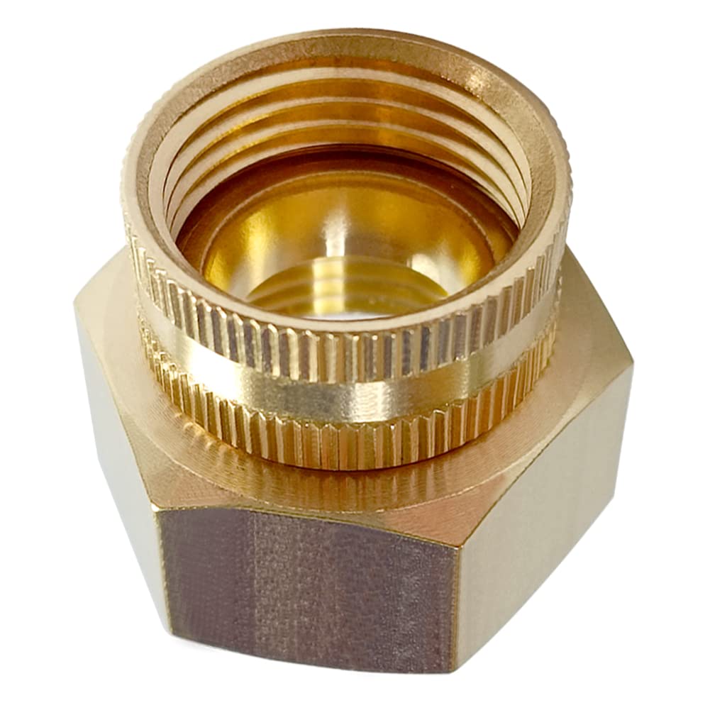 Uenede 2PCS Brass Garden Hose Reducer Swivel Connector 3/4"GHT to 3/4"NPT Threaded Double Female Reducing Convert Adapter Garden Hose Pipe Fittings