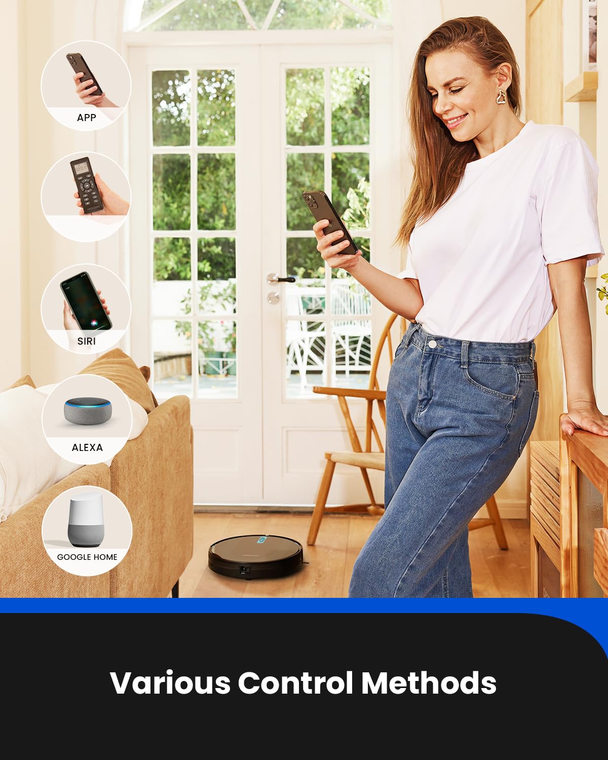 Proscenic 850T Robot Vacuum and Mop Combo, WiFi/App/Alexa/Siri Control, Robotic Cleaner with Gyro Navigation, Boundary Strip Included, Self-Charging, Slim, Good for Hard Floor, Pet Hair, Carpet