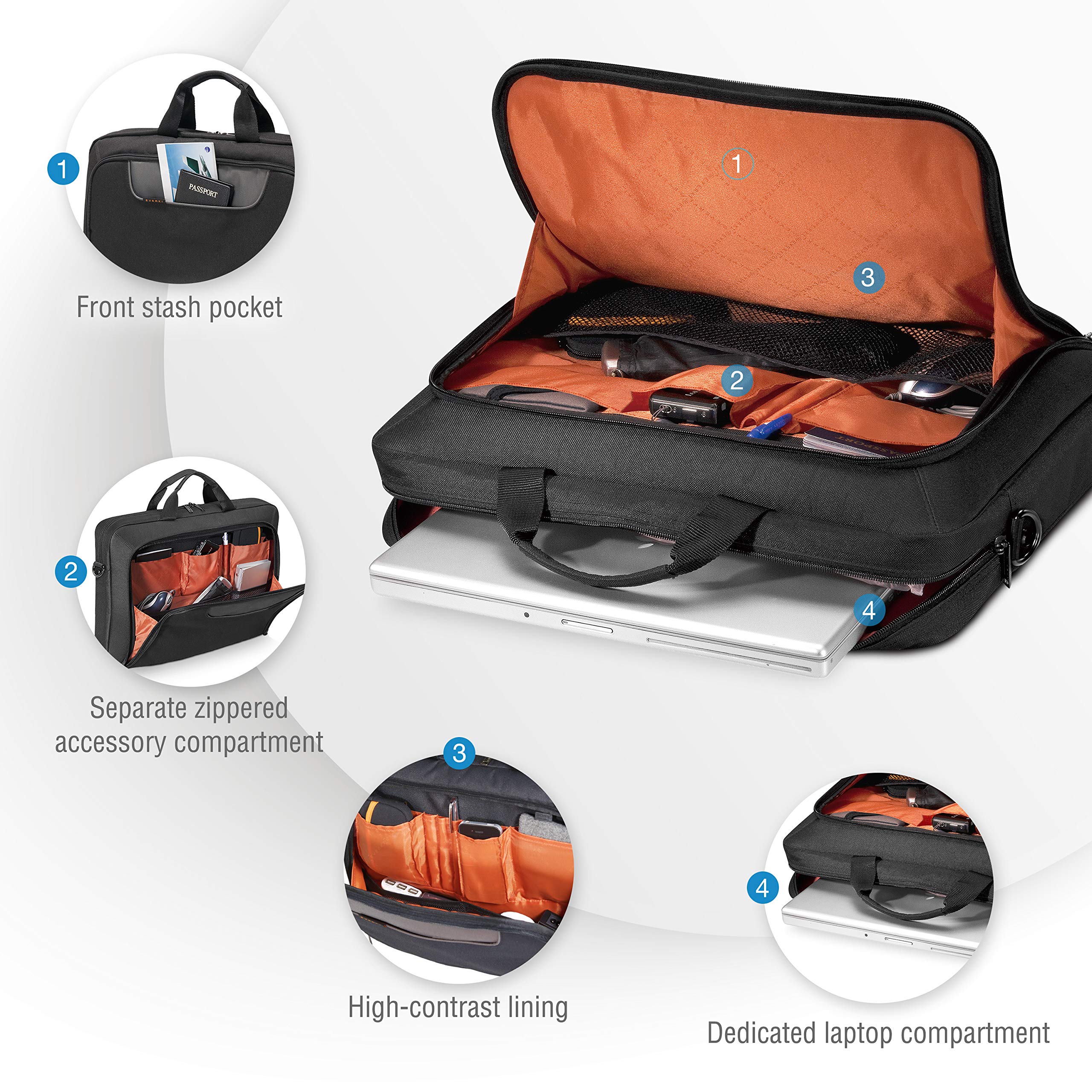 Everki Advance Laptop Briefcase 18.4 Inch - Business Briefcase for Men & Women, Ideal Lap Top Computer Bag for Travel, Heavy Duty Laptop Bag, Lap Top Messenger Carrying Case, (EKB407NCH18) Charcoal