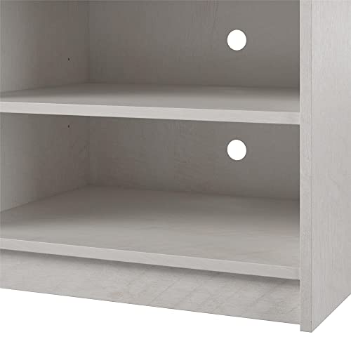 Ameriwood Home Hendrix 75" TV Stand with Electric Fireplace Insert and 6 Shelves, Ivory Oak