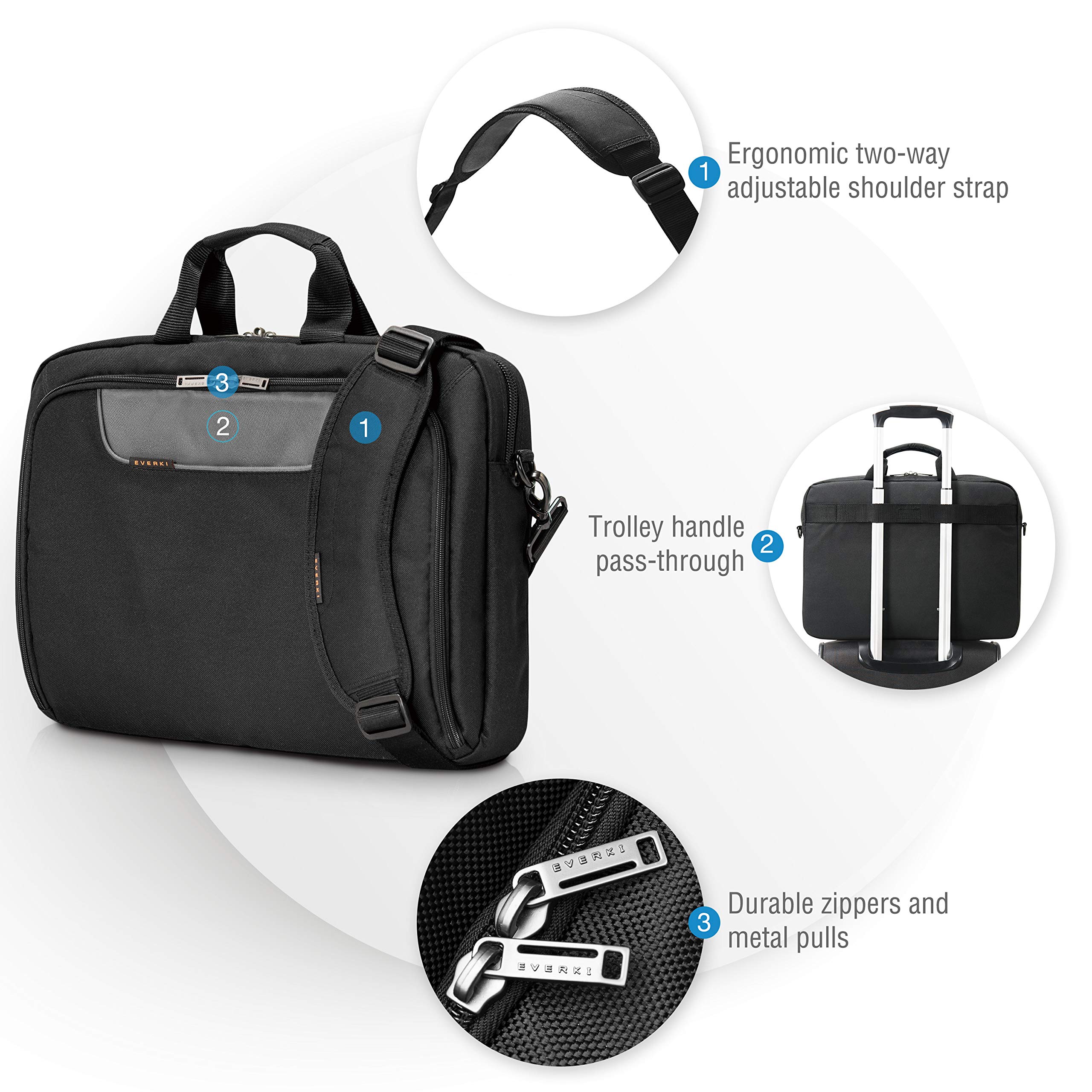 Everki Advance Laptop Briefcase 18.4 Inch - Business Briefcase for Men & Women, Ideal Lap Top Computer Bag for Travel, Heavy Duty Laptop Bag, Lap Top Messenger Carrying Case, (EKB407NCH18) Charcoal