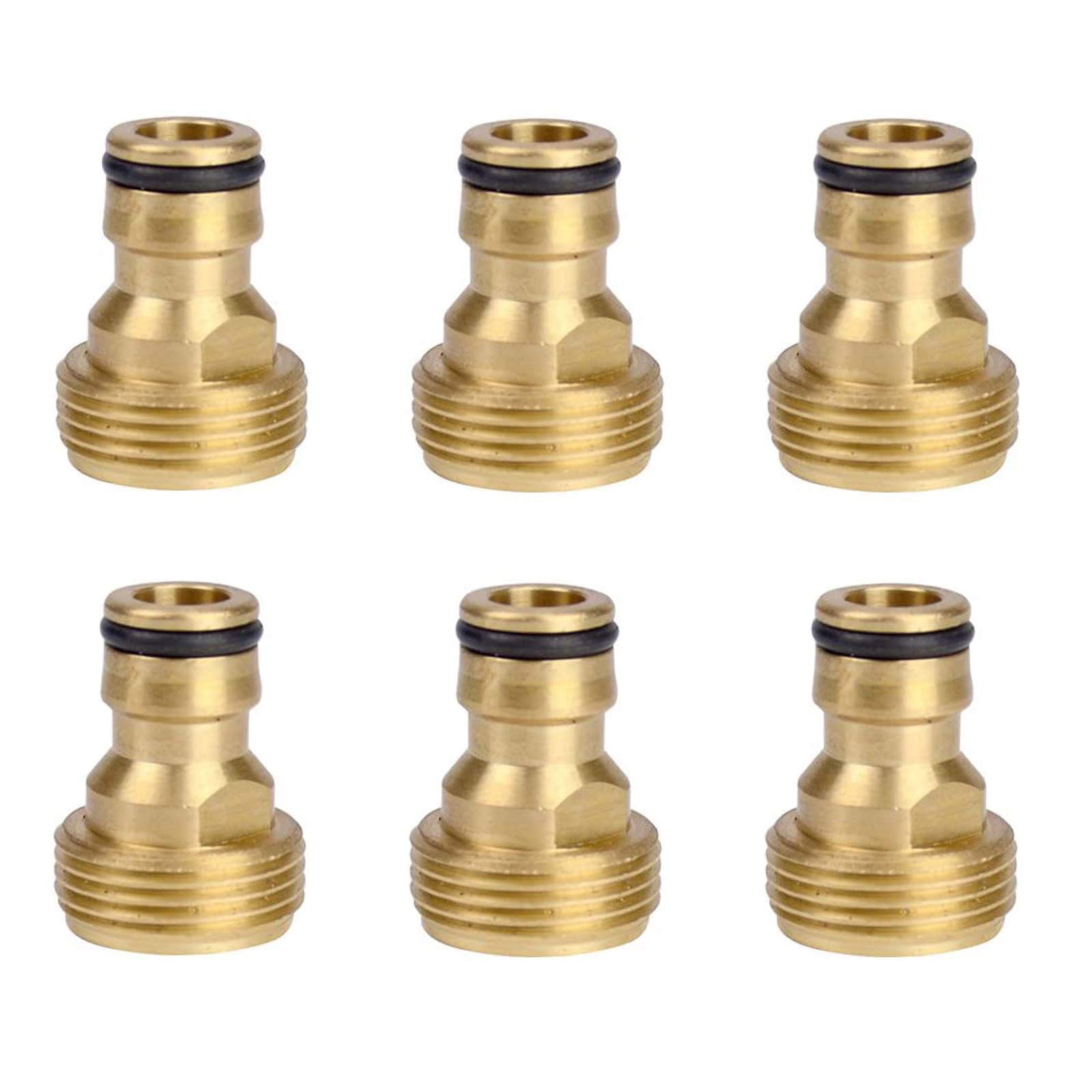 6 Pieces Brass Male Thread Hose Nozzle Quick Connect Adapter