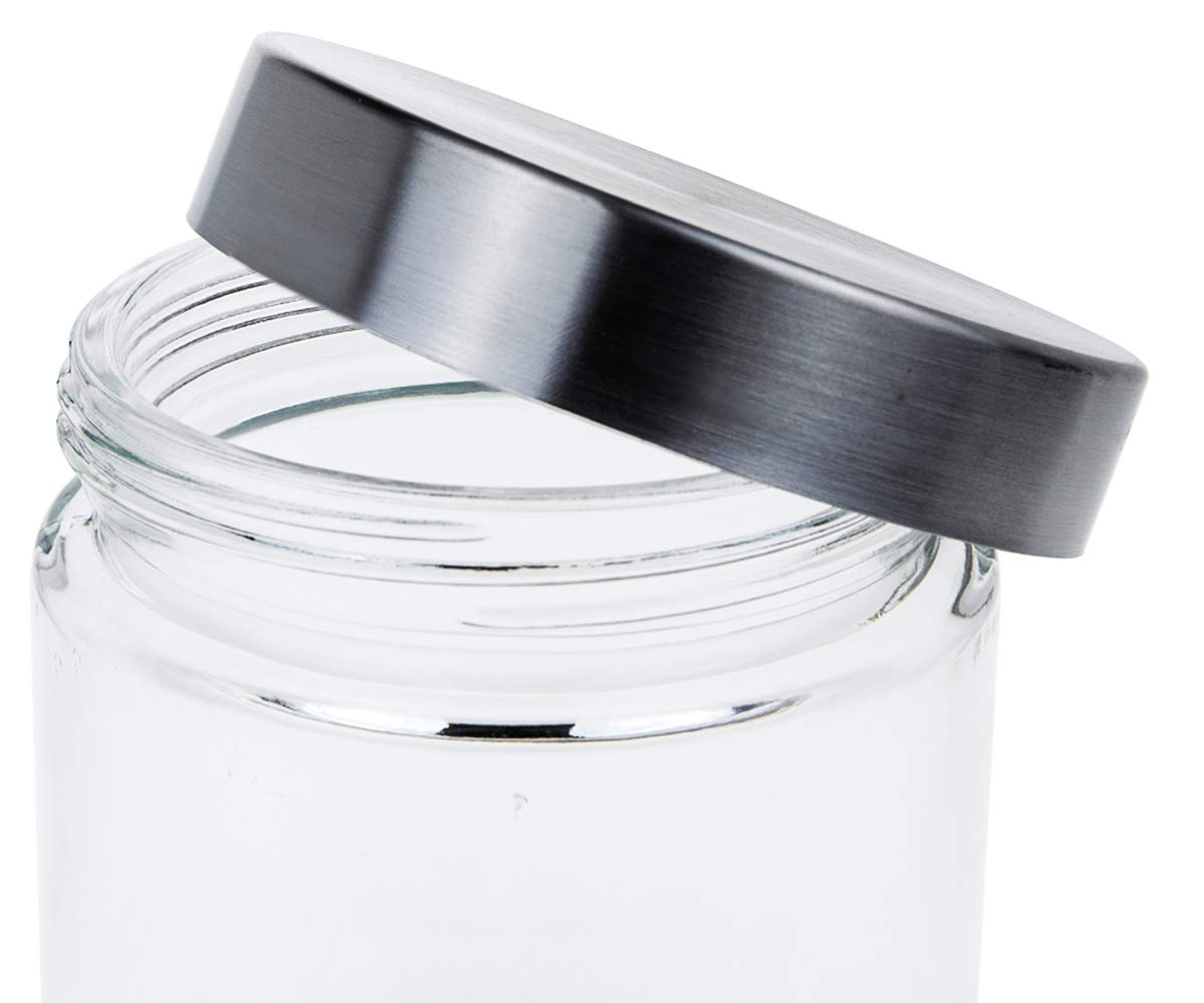 Lawei 6 Pack 27 Oz Clear Glass Jars with Stainless Steel Lids - Glass Food Canister Set Food Storage Jars for Cookie Rice Beans Pasta Snacks