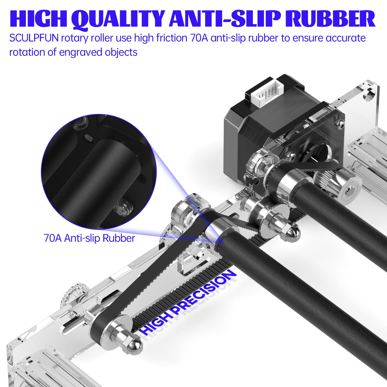 SCULPFUN Laser Rotary Roller, Laser Engraver Y-axis Rotary Roller Engraving Module 360° Rotating for Engraving Different Size Cylindrical Objects Cans, Compatible with Most Engraving Machines