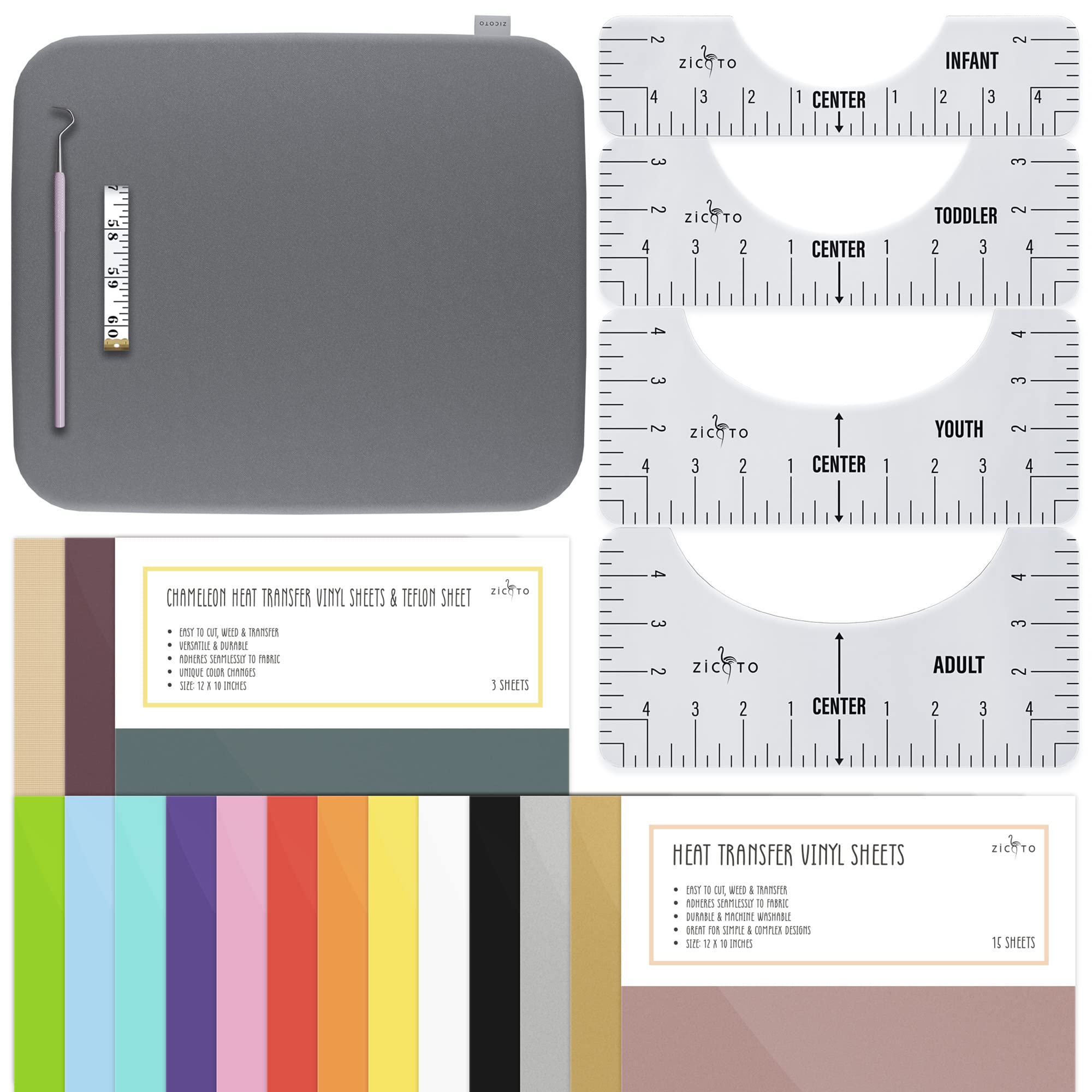 The Ultimate Heat Press Accessories Bundle for Cricut Easy Press - The Perfect Heat Transfer Mat and Vinyl Bundle for Beginners or Skilled Crafters - Create Amazing HTV Projects Effortlessly