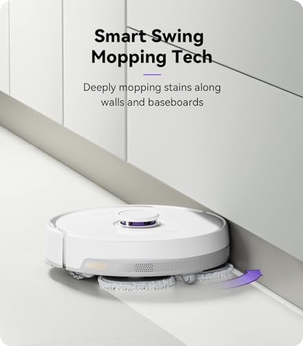 NARWAL Freo Robot Vacuum and Mop Comb, Washing & Drying, Dirt Sense Ultra Clean, Auto Add Cleaner, LCD Display, Smart Swing, Arcuate-Route, WiFi, APP Control, White