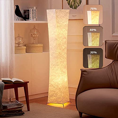 LEONC Design 65'' Creative LED Floor Lamp, Softlighting Minimalist Modern Contemporary with Fabric Shade & 2 Bulbs Floor Lamps for Living Room Bedroom Warm Atmosphere(Tyvek Dupont 10 x 10 x 65 inch)