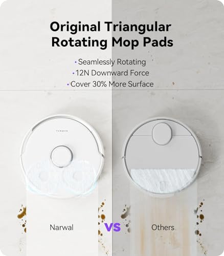 NARWAL Freo Robot Vacuum and Mop Comb, Washing & Drying, Dirt Sense Ultra Clean, Auto Add Cleaner, LCD Display, Smart Swing, Arcuate-Route, WiFi, APP Control, White