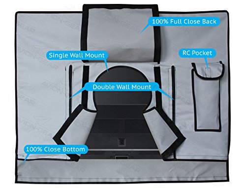 Outdoor TV Cover - 40 / 42 / 43 inch Grey Weatherproof & Waterproof Universal Television Protector for Flat Screen LED, LCD TV Screens w/ Sealed Fit & Remote Storage - Fits Standard Mounts & Stands