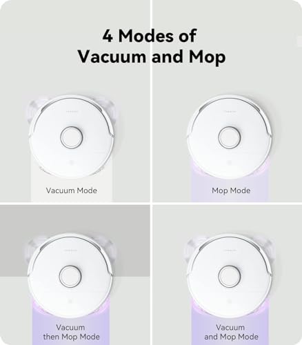 NARWAL Freo Robot Vacuum and Mop Comb, Washing & Drying, Dirt Sense Ultra Clean, Auto Add Cleaner, LCD Display, Smart Swing, Arcuate-Route, WiFi, APP Control, White
