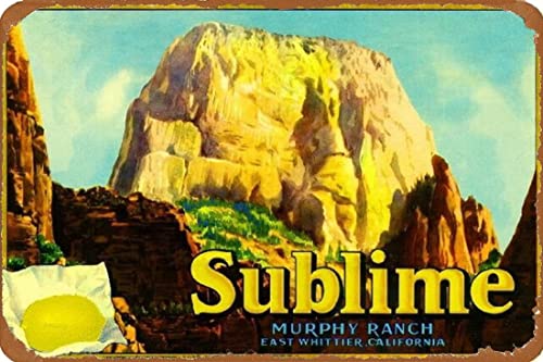 TYmall Retro Tin Wall Plaque Murphy Ranch East Whittier Sublime Lemon Citrus Fruit Crate Label Art Print Vintge Metal Poster Bar Accessories for Home Pub 8X12Inch